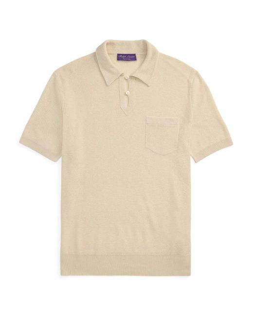 Ralph Lauren Silk-Blend Polo Shirt in Natural for Men | Lyst