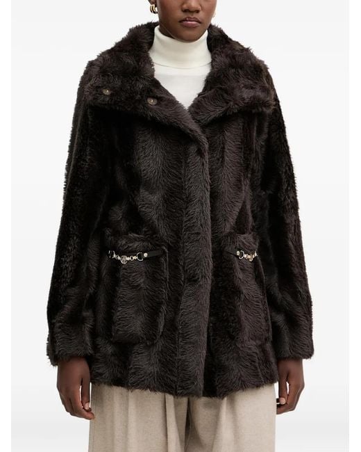 Fracomina Chain Detail Coat in Black | Lyst UK