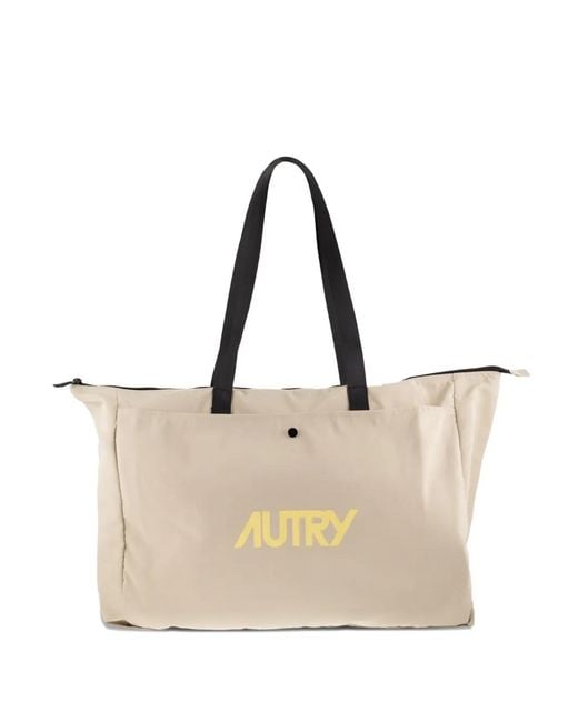 Autry Logo-Print Tote Bag in Natural | Lyst
