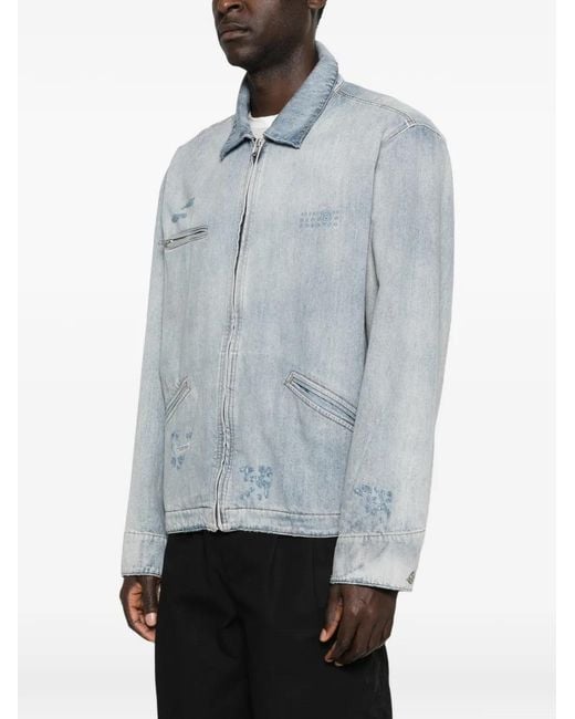 MM6 by Maison Margiela Numbers-Motif Denim Jacket in Blue for Men | Lyst