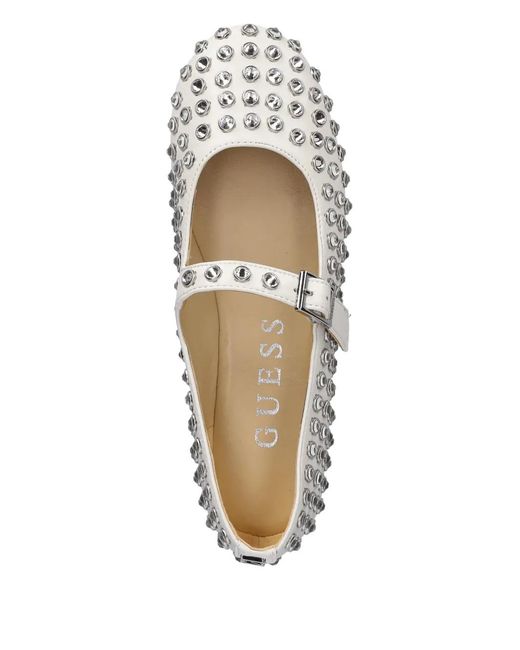 Guess Studded Ballet Flats in White | Lyst UK