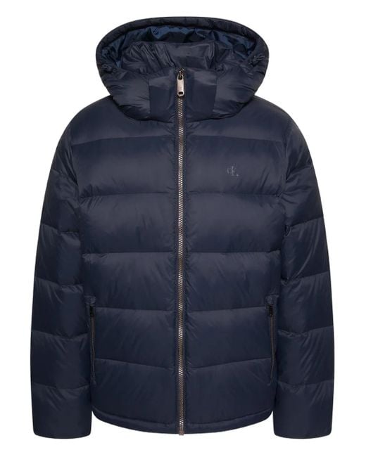 Calvin Klein Hooded Zip Jacket in Blue for Men | Lyst UK