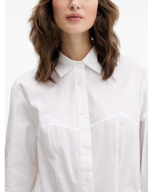 KARL LAGERFELD Corset-Style Mini Shirt Dress in White | Lyst UK