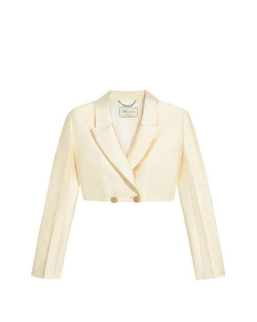 Blumarine Lace Crop Jacket in White | Lyst UK