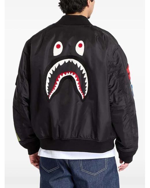 A Bathing Ape Shark Ma-1 Bomber Jacket in Black for Men | Lyst UK