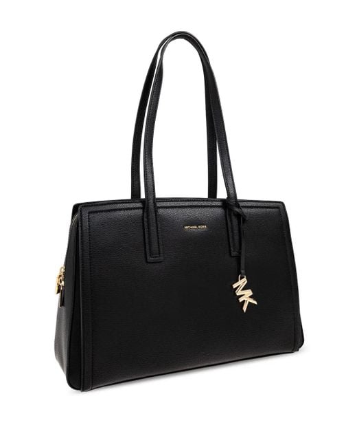 MICHAEL Michael Kors Logo-Charm Shoulder Bag in Black | Lyst