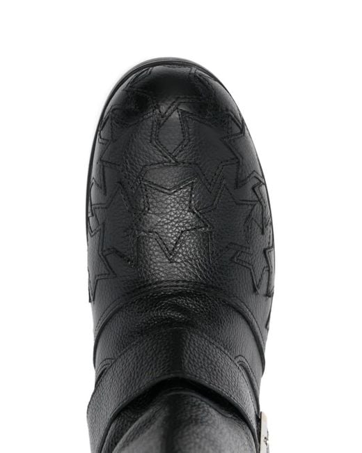 STEFAN COOKE Star Grainy Leather Biker Boots in Black for Men | Lyst