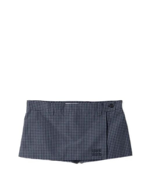 Miu Miu Check-Pattern Mini Skirt in Blue | Lyst UK
