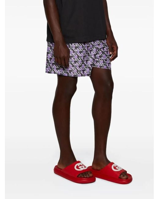 Gucci Interlocking G Pool Slides in Red for Men | Lyst