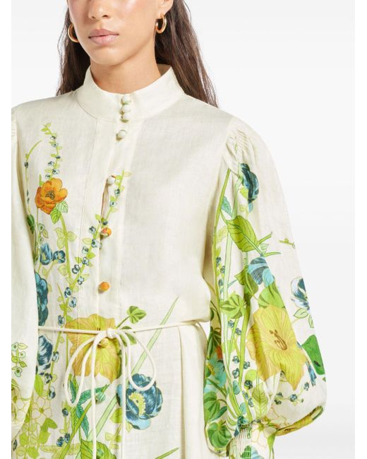 ALÉMAIS Floral-Print Dress in White | Lyst