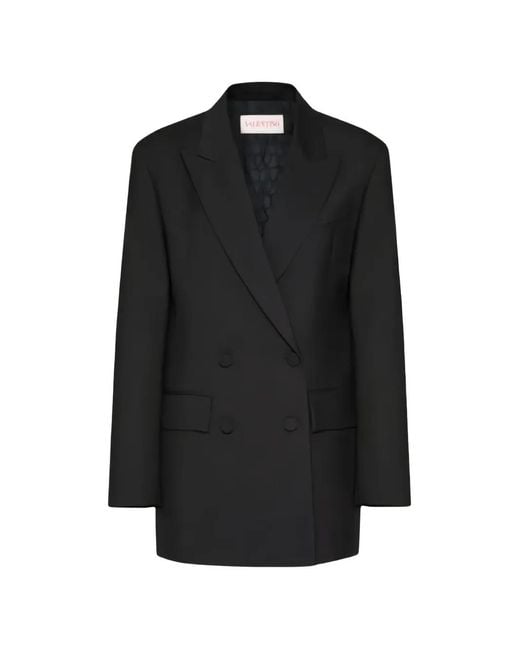 Valentino Garavani Double-Breasted Coat in Black | Lyst UK