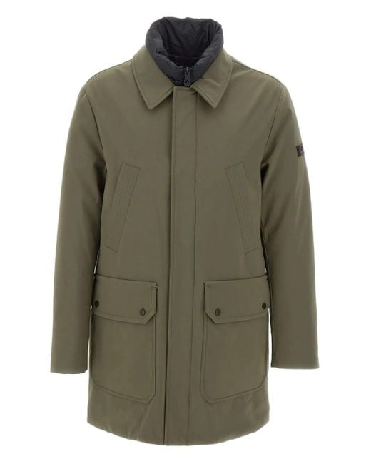 Peuterey Double-Collar Flap-Pocket Coat in Green for Men | Lyst UK