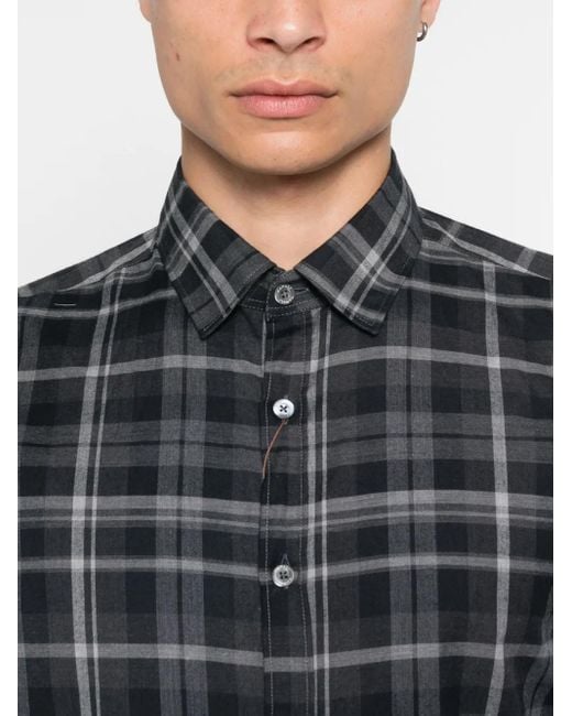 Canali Plaid-Check Shirt in Black for Men | Lyst UK