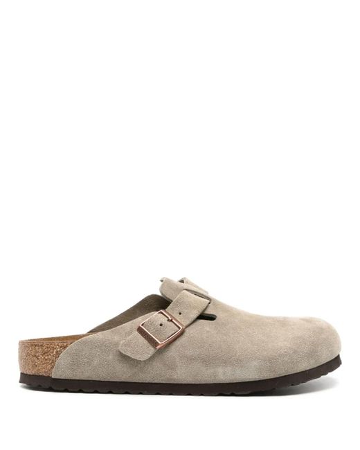 Birkenstock Boston Suede Slippers in White for Men | Lyst UK