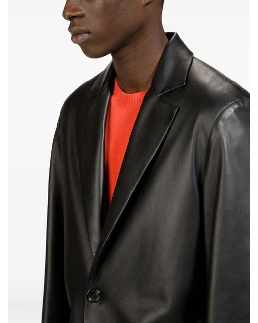 Bally Lambskin Two-Button Leather Jacket in Black for Men | Lyst UK