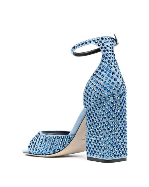 Paris Texas Holly Fiona 100Mm Rhinestone Sandals in Blue | Lyst