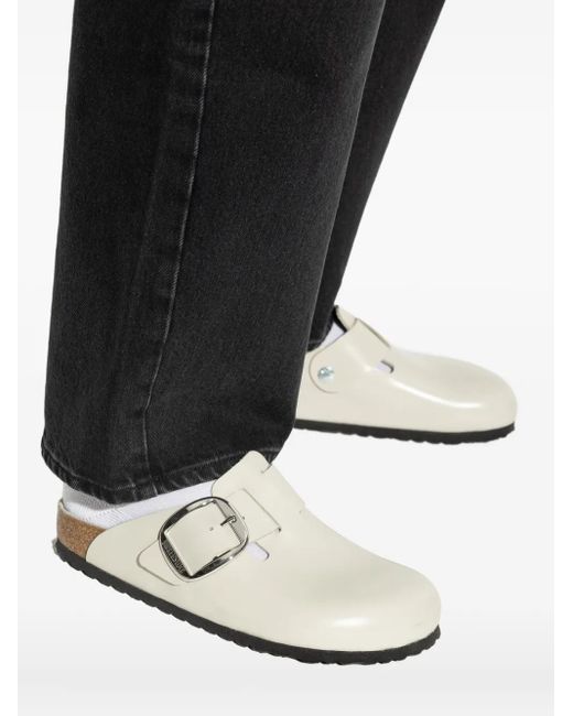 Birkenstock Boston Big Buckle Leather Clogs in White | Lyst UK