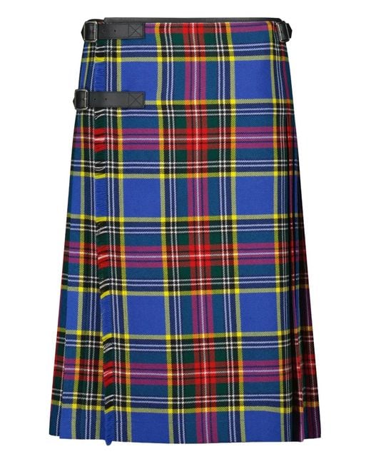 Jean Paul Gaultier Leather-Strap Midi Kilt in Blue | Lyst UK