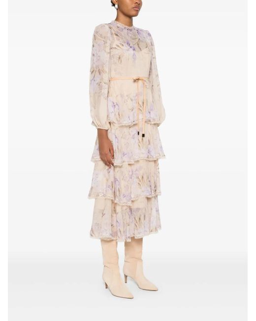 Zimmermann Eden Lace Edge Midi Dress in Natural | Lyst