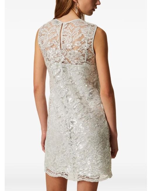 Twinset Sequin-Embellished Mini Dress in White | Lyst