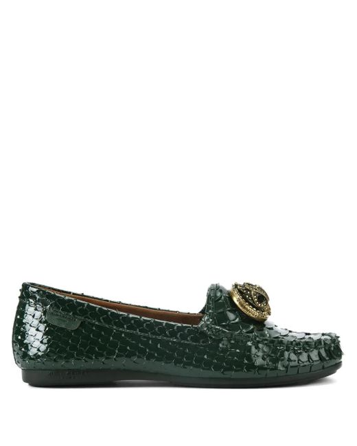 Kurt Geiger Chelsea Embossed Lizard Leather Loafers in Green | Lyst UK