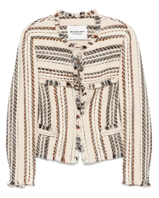 Isabel Marant Cropped Textured Jacket With Frayed Edges in White | Lyst UK