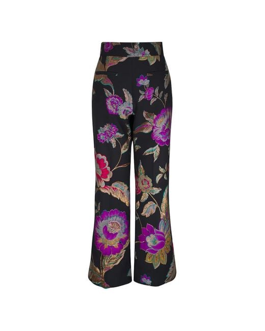 Valentino Garavani Jacquard Floral Trousers in Purple | Lyst