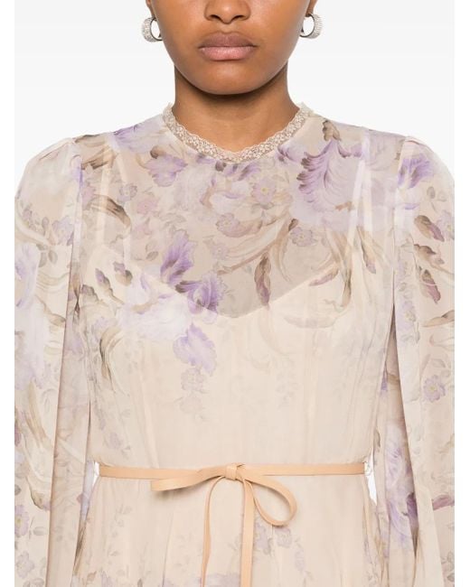 Zimmermann Eden Lace Edge Midi Dress in Natural | Lyst