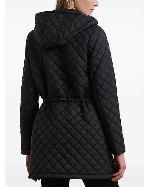 Ralph Lauren Crest-Patch Diamond-Quilted Hooded Jacket in Black | Lyst