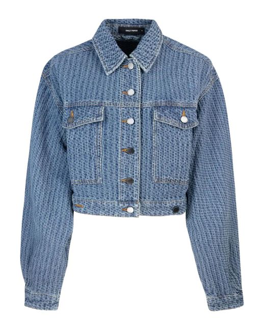 Daily Paper Textured Denim Jacket in Blue | Lyst