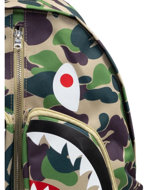 A Bathing Ape Camo Shark Backpack in Green for Men | Lyst