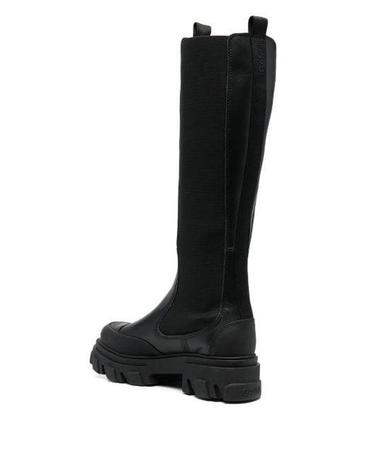 Ganni Stitched High Chelsea Boot in Black | Lyst Canada