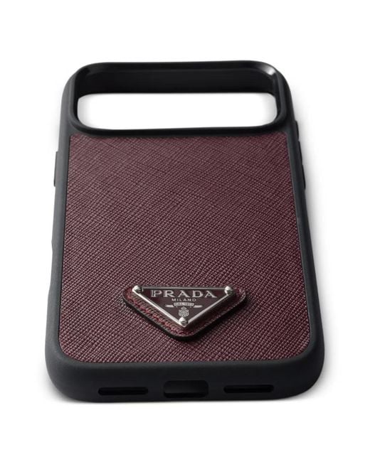 Prada Triangle-Logo Leather Iphone 17 Pro Max Case in Purple for Men | Lyst