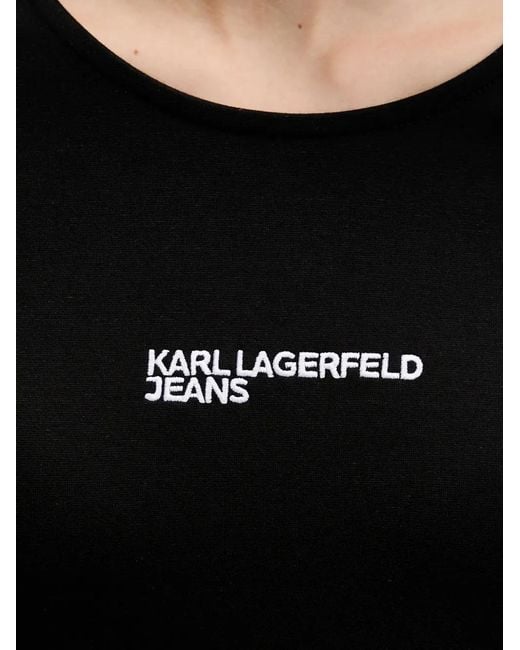 Karl Lagerfeld Long-Sleeve Draped Mini Dress in Black | Lyst UK