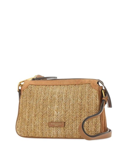 Gianni Chiarini Brooke Logo-Patch Shoulder Bag in Natural | Lyst