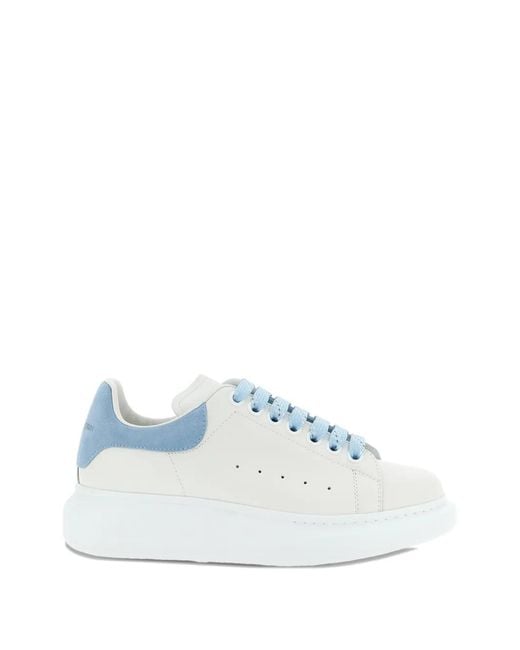 McQueen Contrast Larry Leather Sneakers in White | Lyst UK