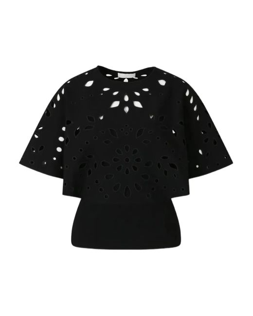 Ulla Johnson Laser-Cut Cape Blouse in Black | Lyst UK