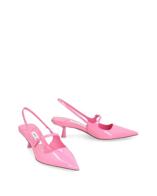 Jimmy Choo Patent Leather Slingback Pumps in Pink | Lyst