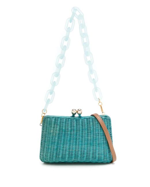 Serpui Charlotte Woven-Wicker Clutch Bag in Blue | Lyst