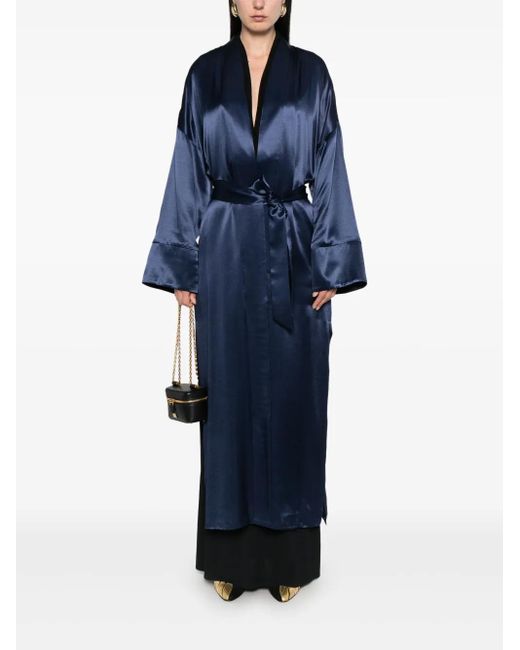 THE NINA STUDIO Satin Coat in Blue | Lyst