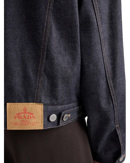 Prada Suede-Panel Denim Jacket in Black for Men | Lyst UK