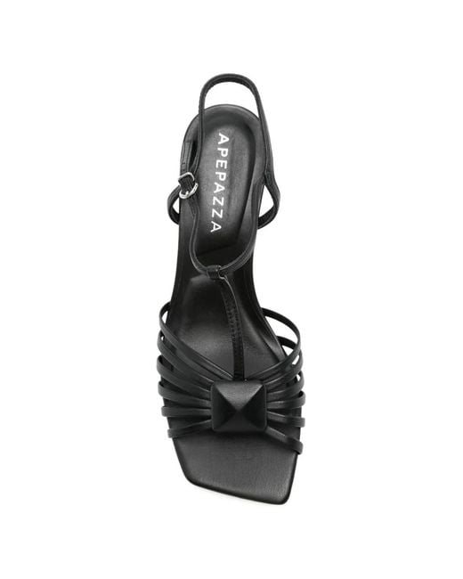 Apepazza Aster T-Strap Leather Sandals in White | Lyst