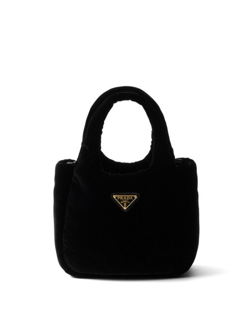 Prada Padded Velvet Mini Bag in Black | Lyst