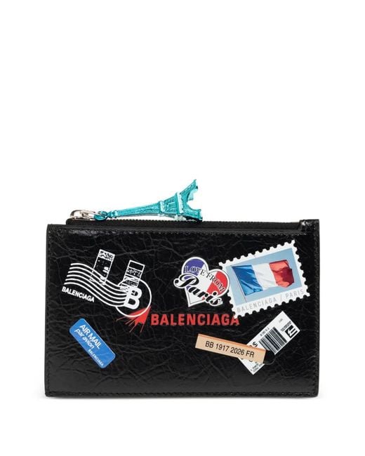Balenciaga Cash Sticker-Print Eiffel Tower-Charm Cardholder in Black ...