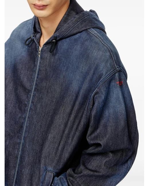 DIESEL Hooded Denim Jacket in Blue for Men | Lyst