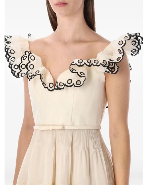 Zimmermann Frilled Mini Dress in Natural | Lyst