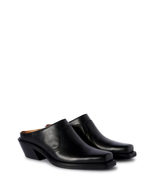 Off-White c/o Virgil Abloh Cowboy Square-Toe Leather Slippers in Black ...