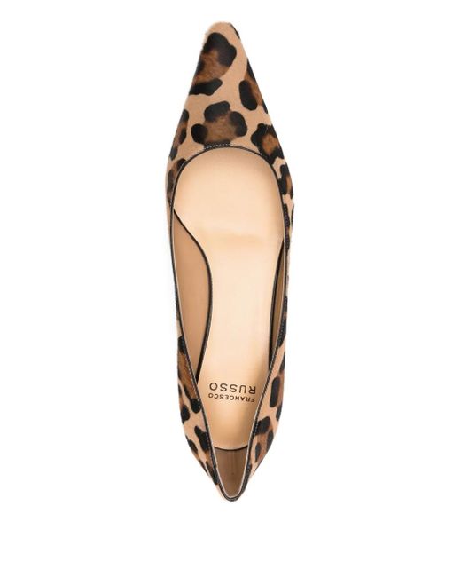 Francesco Russo 35Mm Leopard-Print Kitten-Heel Pumps in Brown | Lyst UK