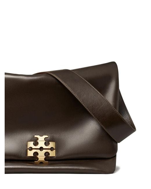 Tory Burch Large Charlie Logo Shoulder Bag in Brown | Lyst UK