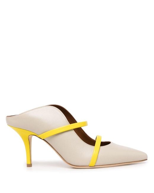 Malone Souliers Leather Maureen Two Tone Mules In Yellow Lyst